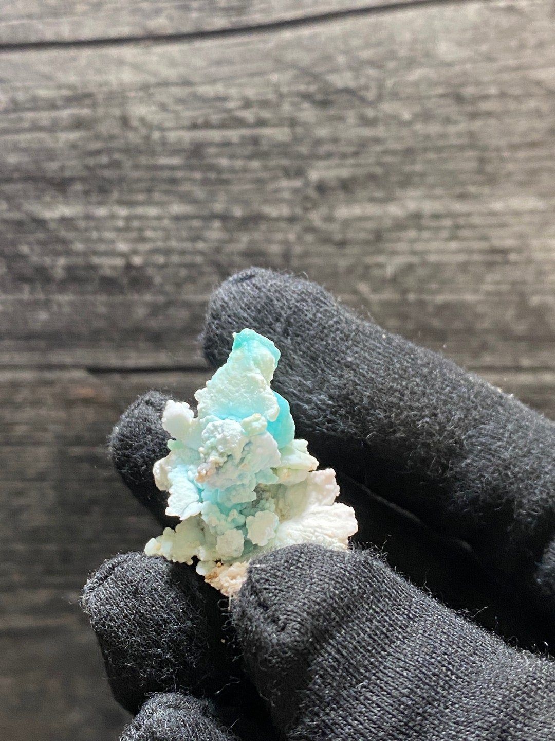 Blue Botryoidal Gibbsite Mineral on Matrix With White Aragonite Trace ...