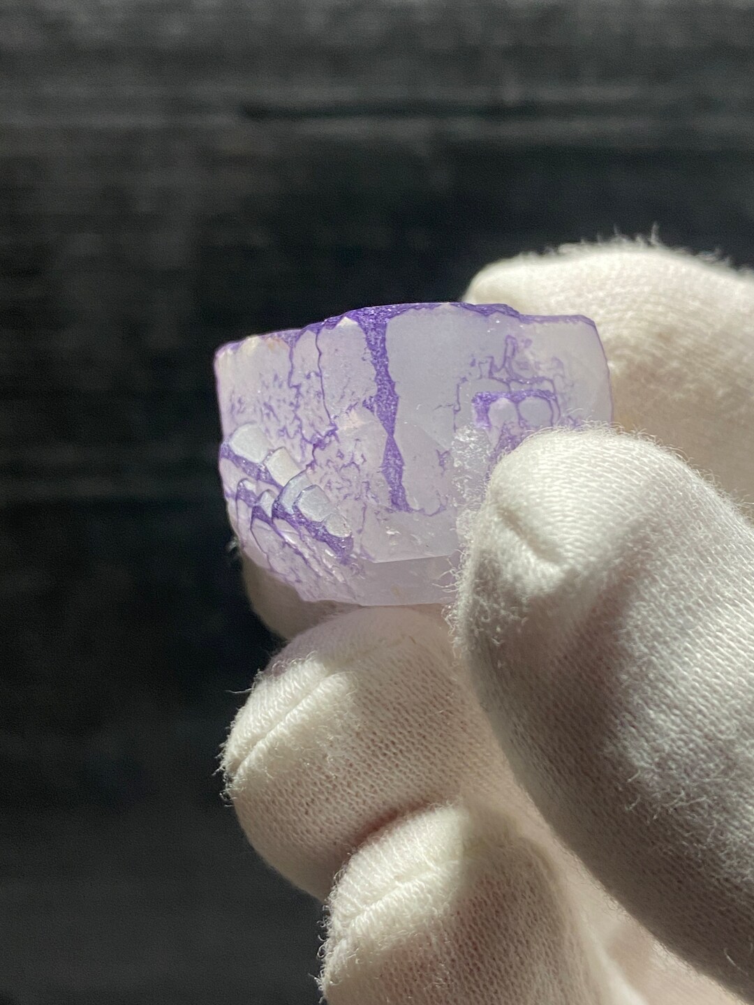Purple QR Code Fluorite Crystal With Dark Purple Edges on Matrix ...