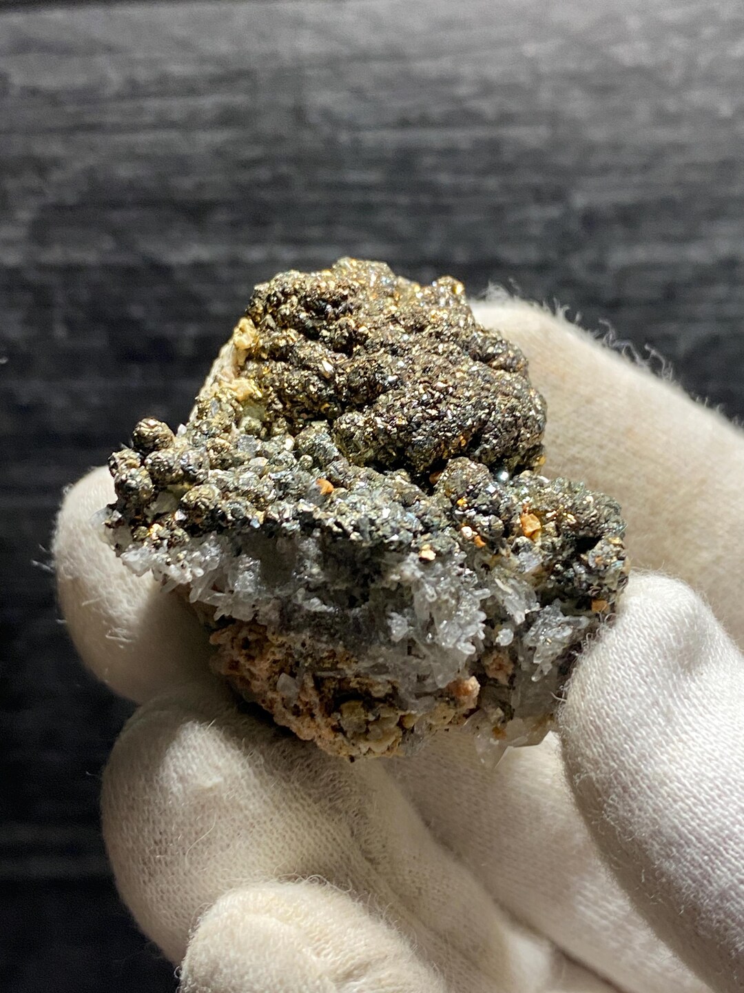 Chalcopyrite Botryoidal Pyrite Gold Crystals on Quartz Matrix Mineral ...