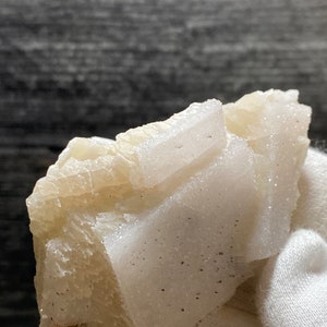 White Rhombic Calcite Crystal Clusters With Micro Sugar Quartz on ...