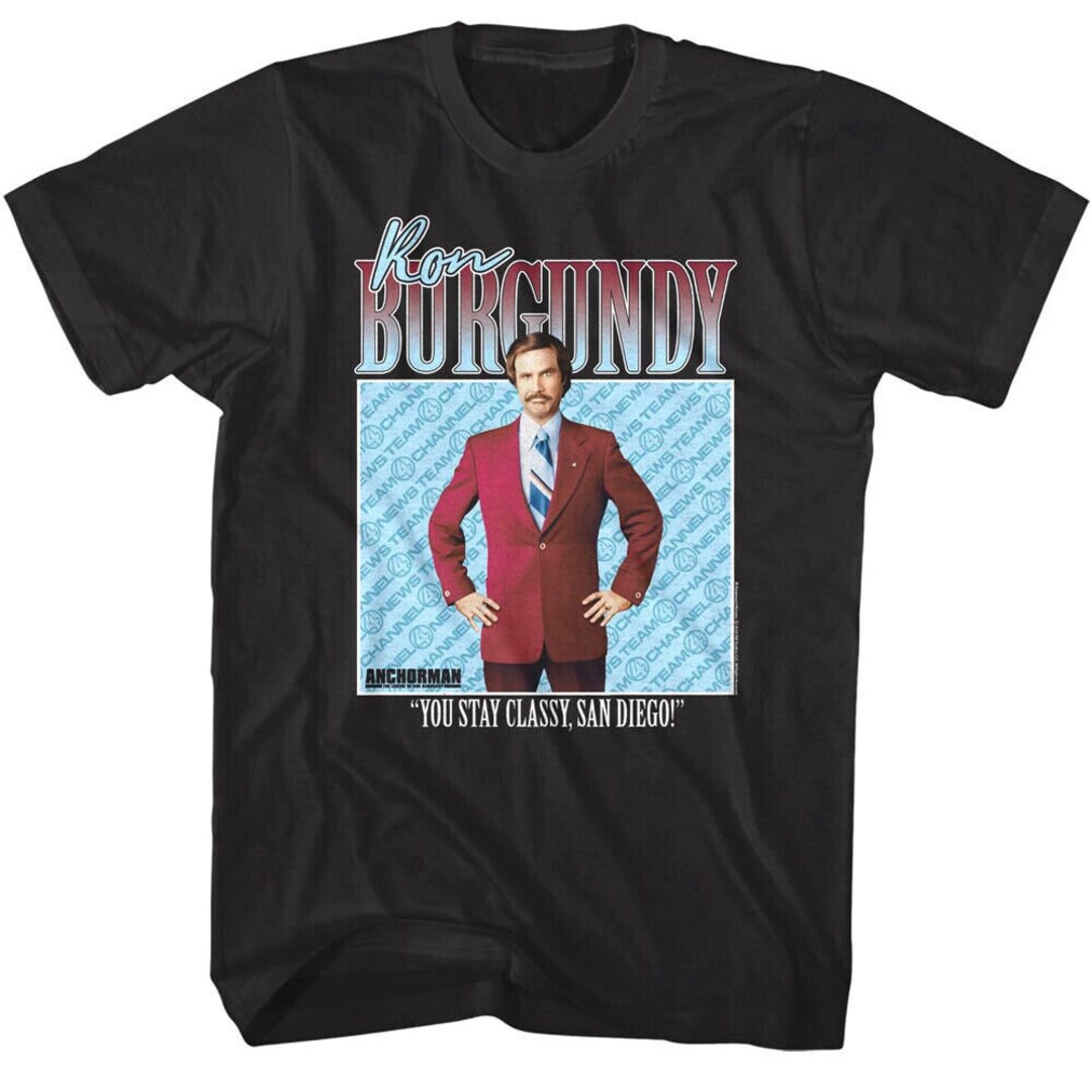 Anchorman Shirt Stay Classy San Diego Ron Burgundy Men's Tees - Etsy