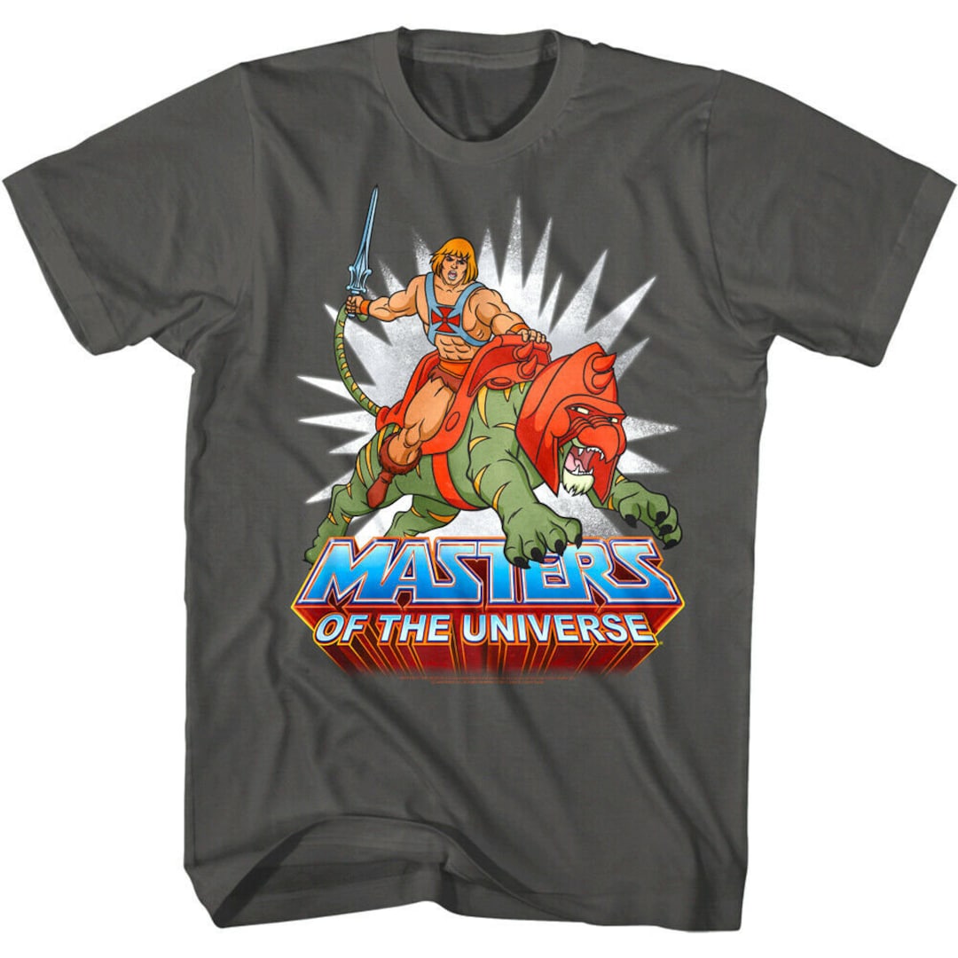 He Man Riding Battle Cat Men's T-shirt Masters of the Universe Heman ...