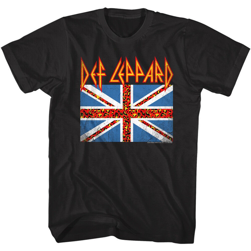 Def Leppard Mens T-shirt Leopard British Flag Graphic Tee | Etsy