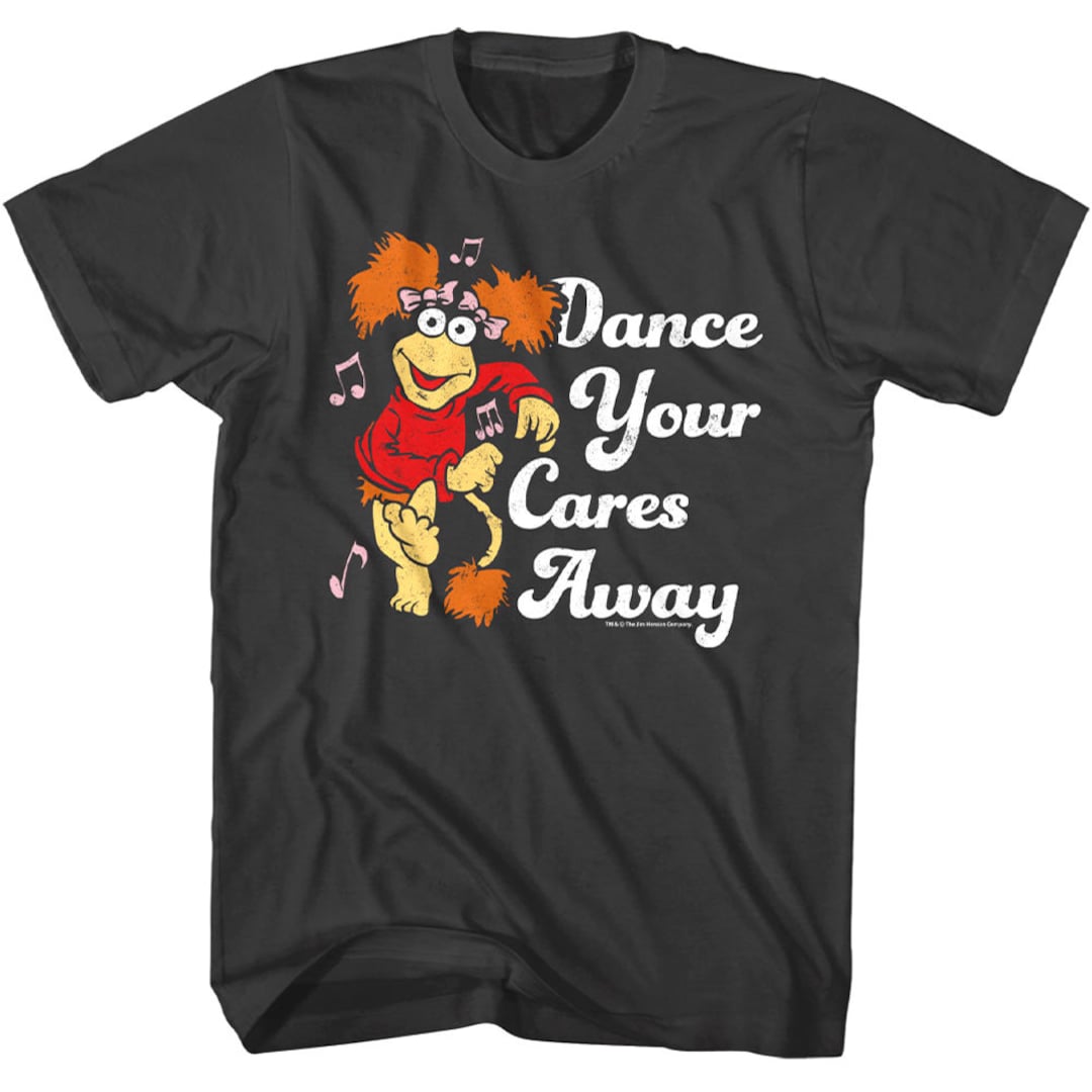 Fraggle Rock T-shirt Dance Your Cares Away Men's Graphic Tee 80s Puppet ...