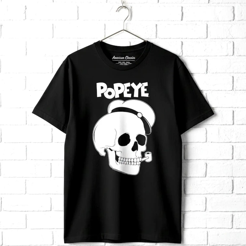 Popeye the Sailorman Men's Shirt Skull Vintage Cartoon Graphic Tees - Etsy