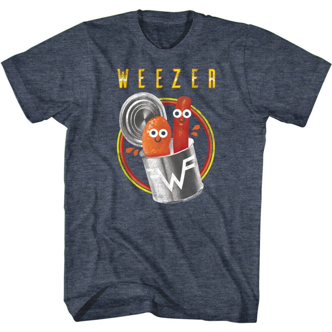Weezer Shirt Pork and Beans Logo Men's Blue Graphic Tee 90s Alt Rock ...