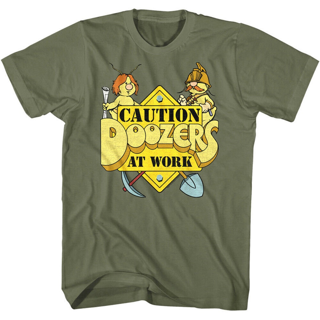 Fraggle Rock T-shirt Caution Doozers at Work Men's Graphic Tee 80s ...
