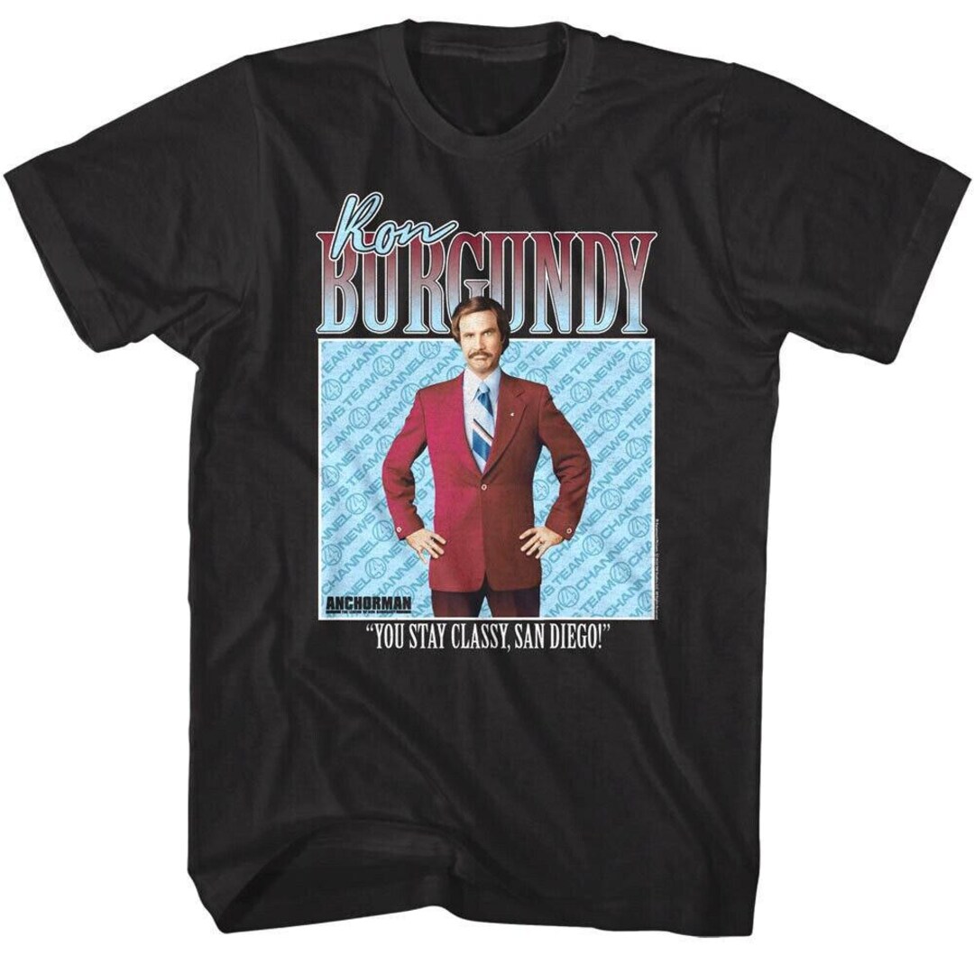 Anchorman Shirt Stay Classy San Diego Ron Burgundy Men's Tees - Etsy