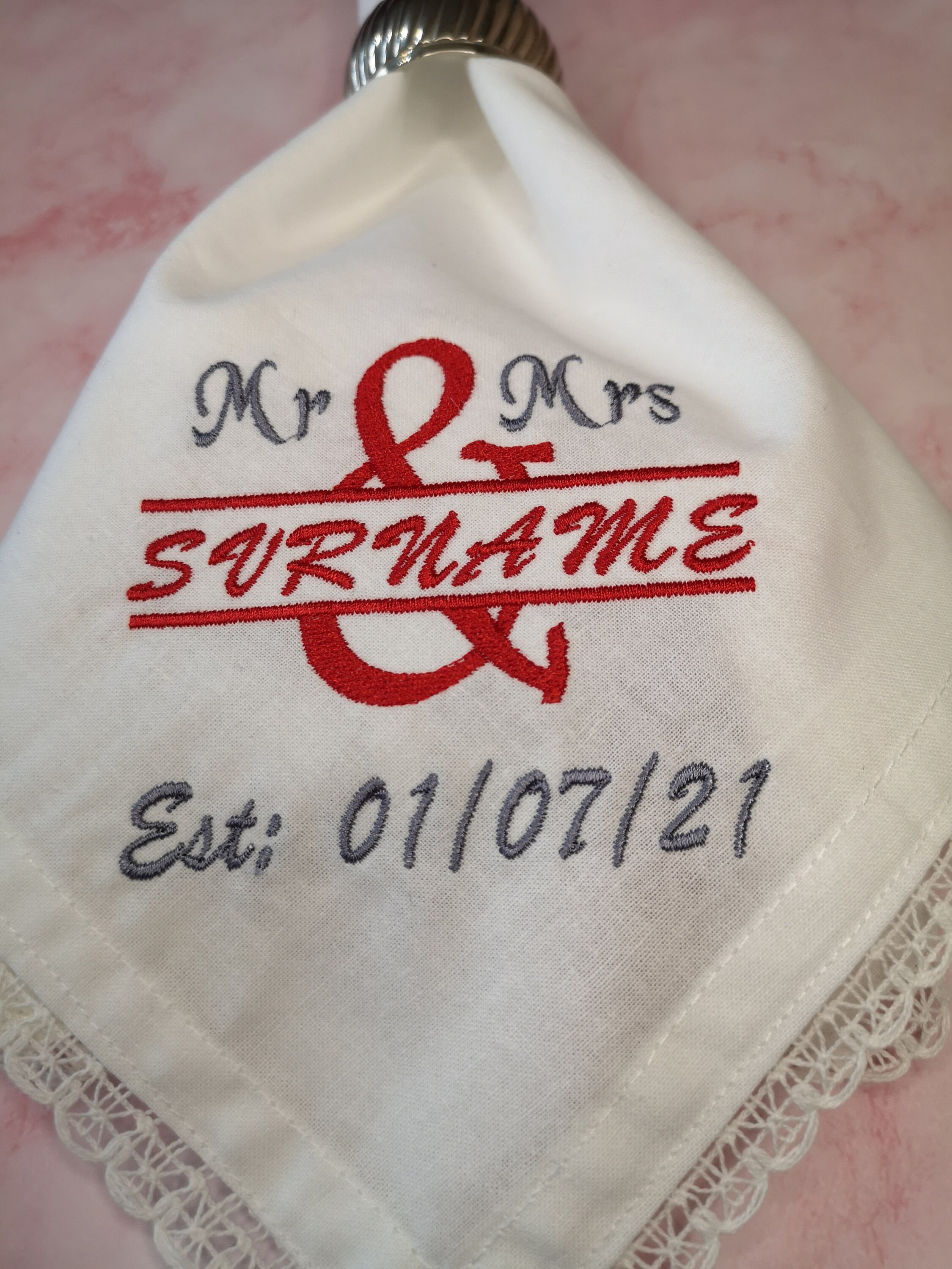Personalised Mr& Mrs Napkin Embroidered Napkins for Wedding Mr - Etsy UK