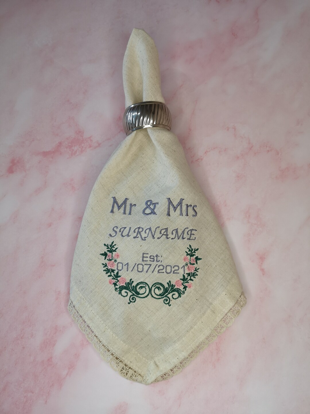 Personalised Embroidered Wedding Napkins: Mr and Mrs, Husband, Wife ...