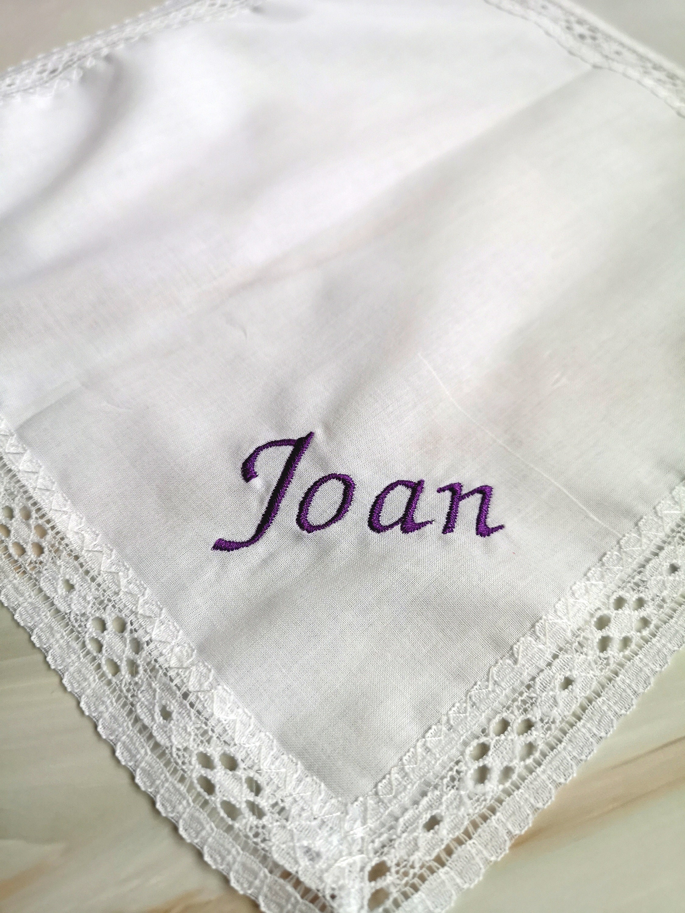 Personalised Embroidered Wedding Handkerchief: Cotton Hanky With Name ...