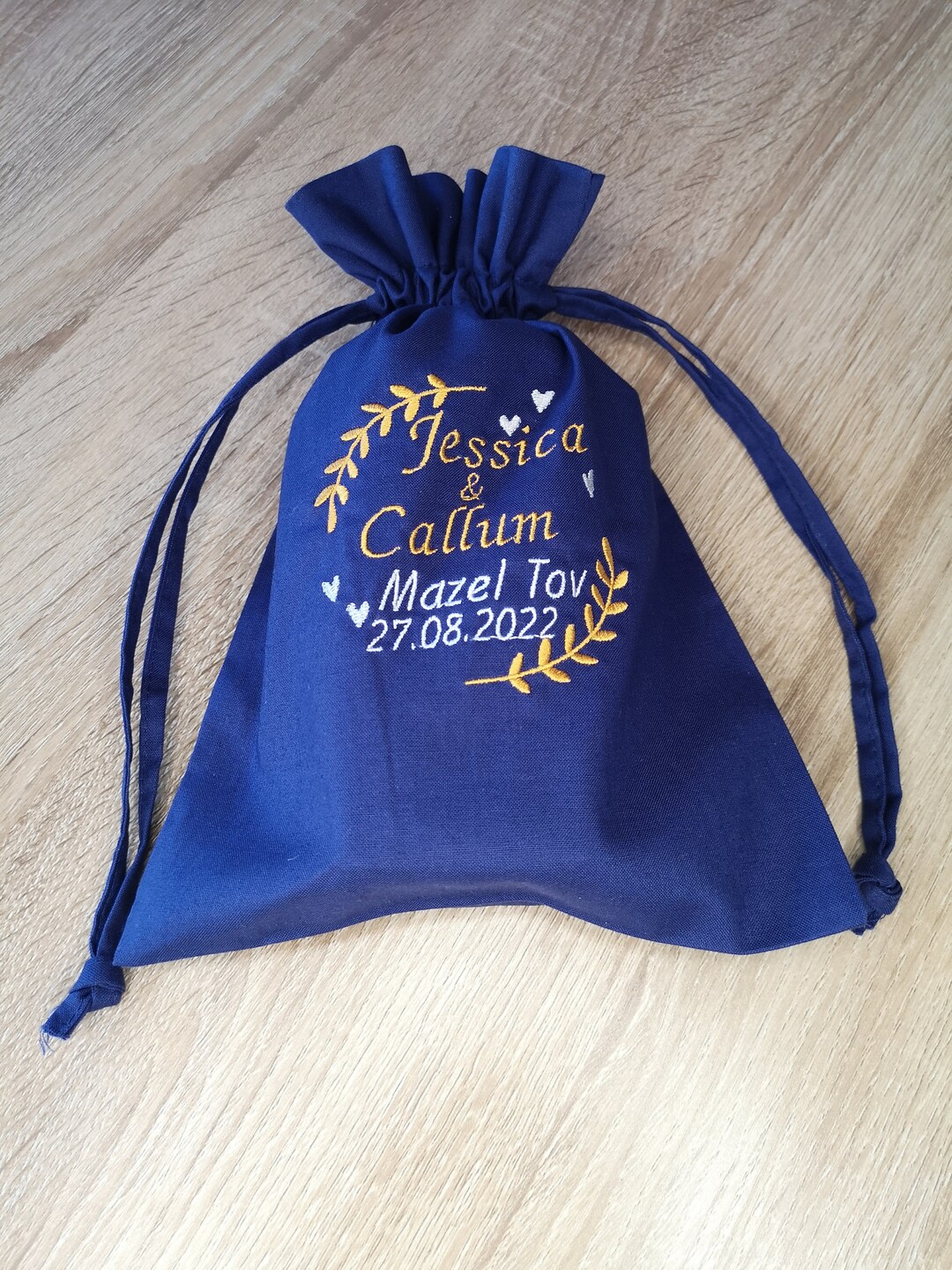 Personalised Jewish Wedding Smashing Glass Bag: Embroidered Mazel Tov ...