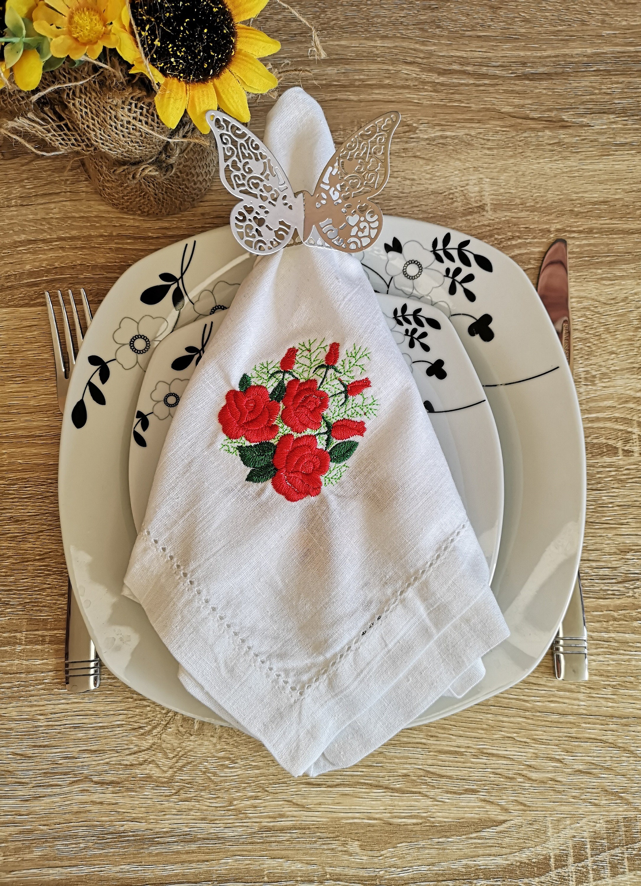 Spring Table Napkins Embroidered Napkins Cotton Serviette - Etsy Canada