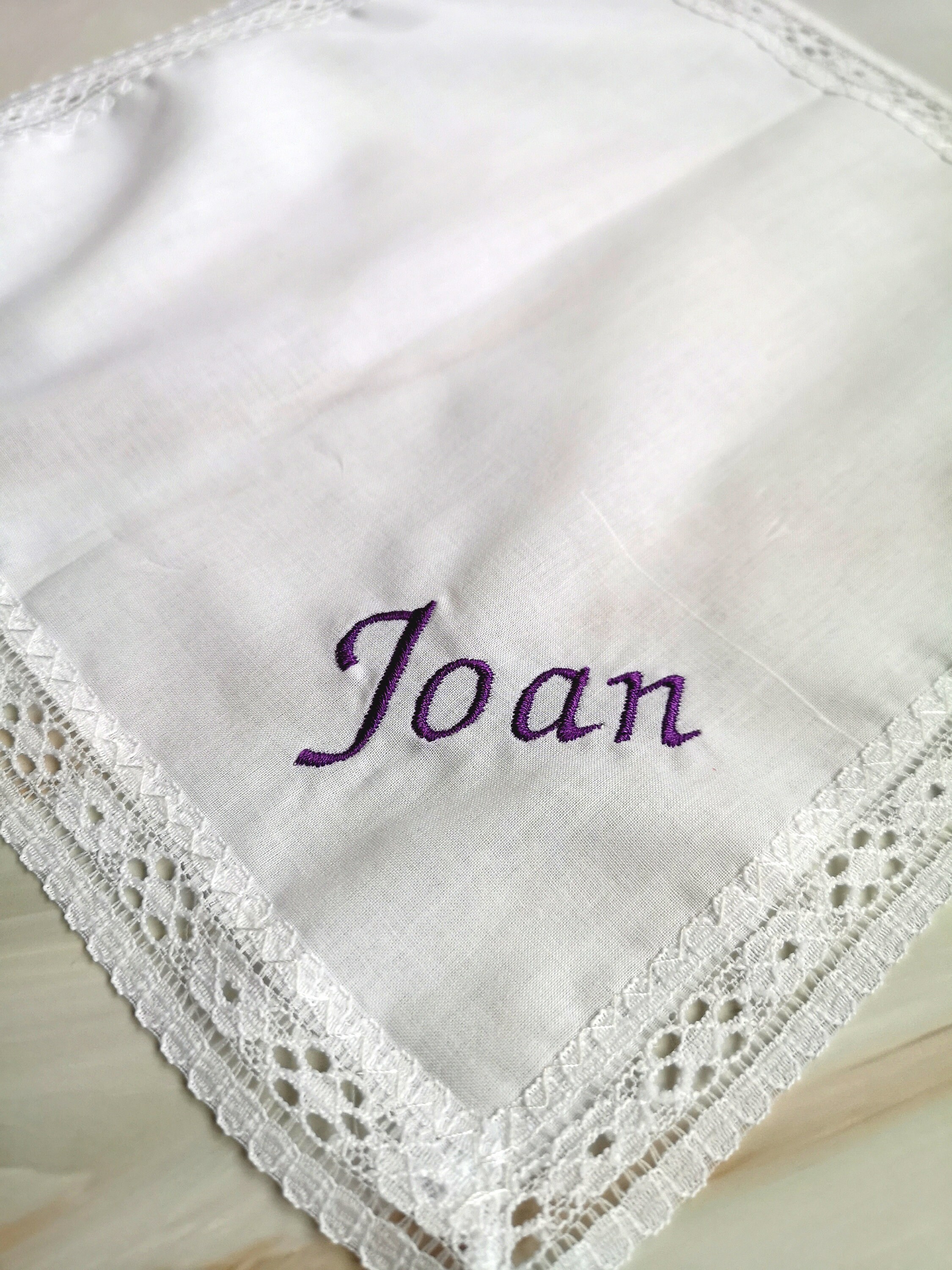 Personalised Embroidered Wedding Handkerchief: Cotton Hanky With Name ...