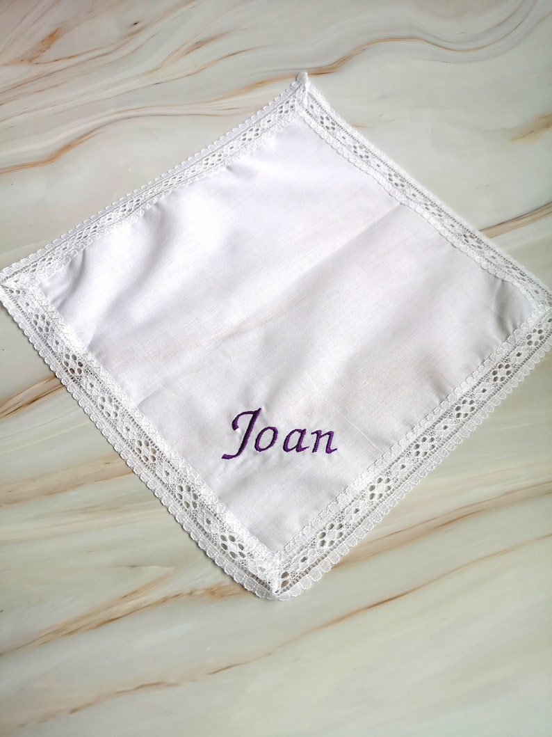Personalised Embroidered Wedding Handkerchief: Cotton Hanky With Name ...