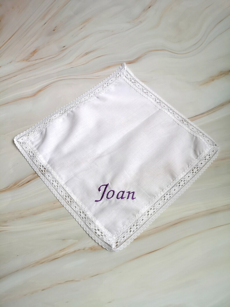 Personalised Embroidered Wedding Handkerchief: Cotton Hanky With Name ...