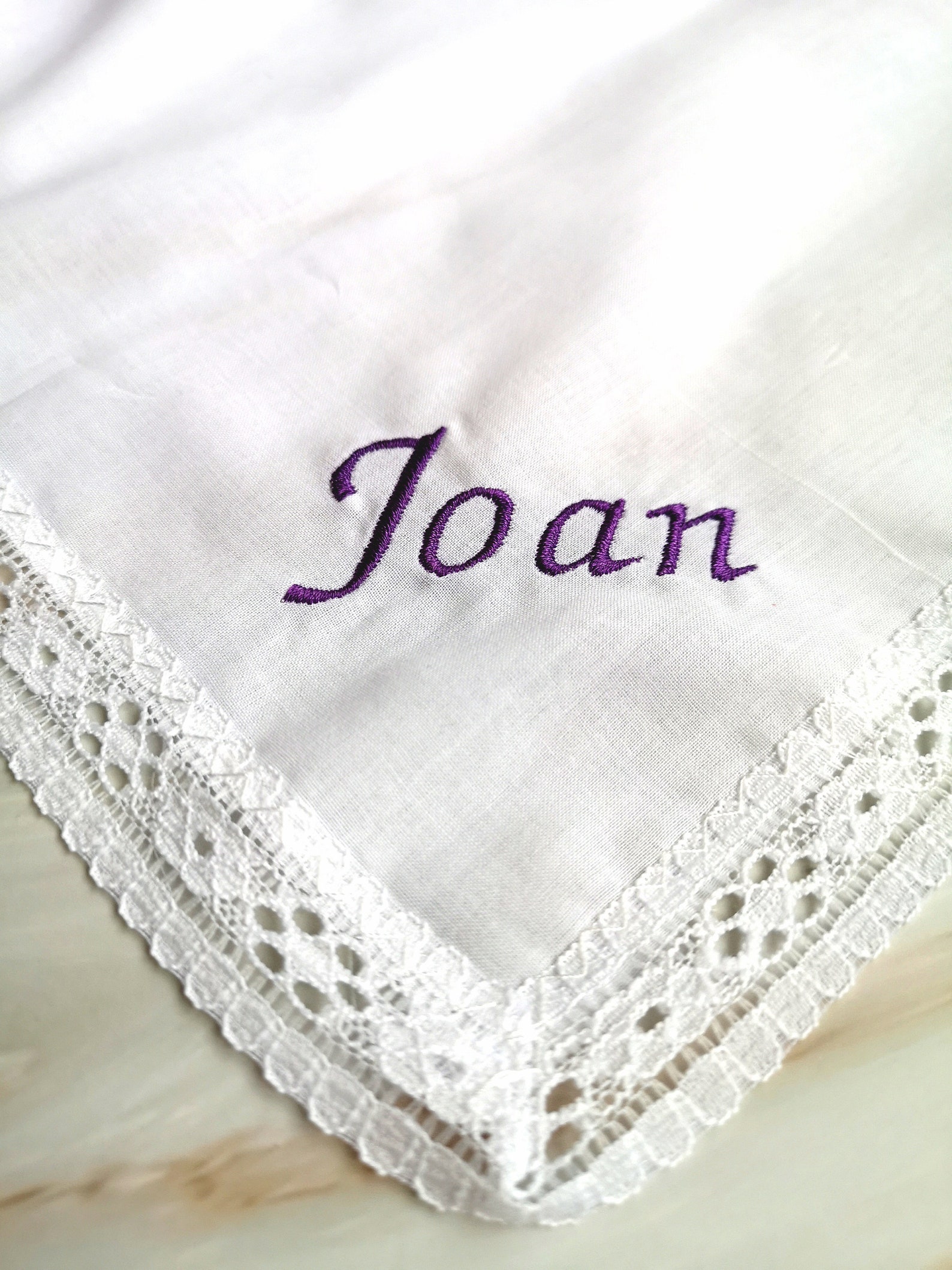 Personalised Embroidered Wedding Handkerchief: Cotton Hanky With Name ...