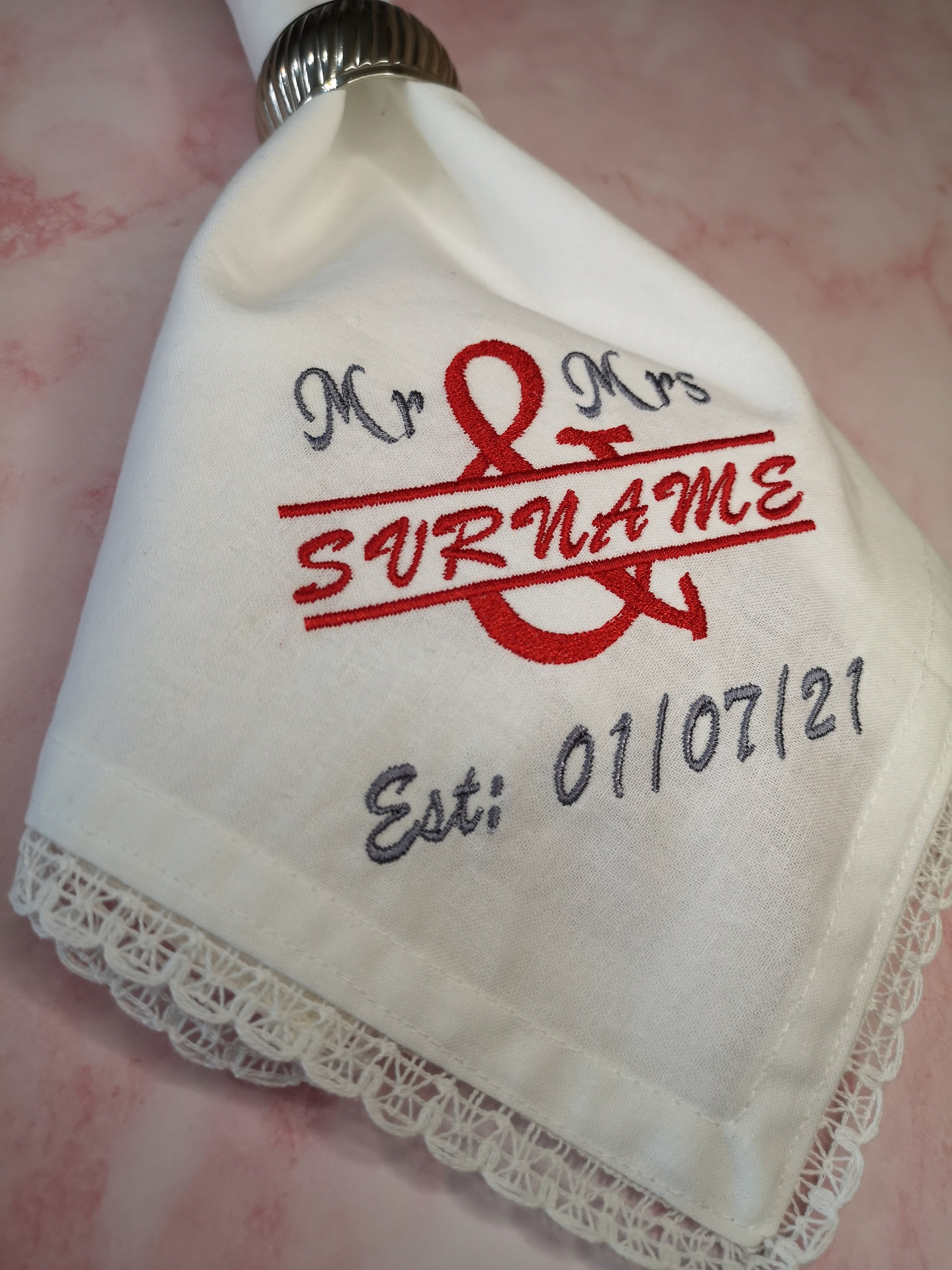 Personalised Mr& Mrs Napkin Embroidered Napkins for Wedding Mr - Etsy UK