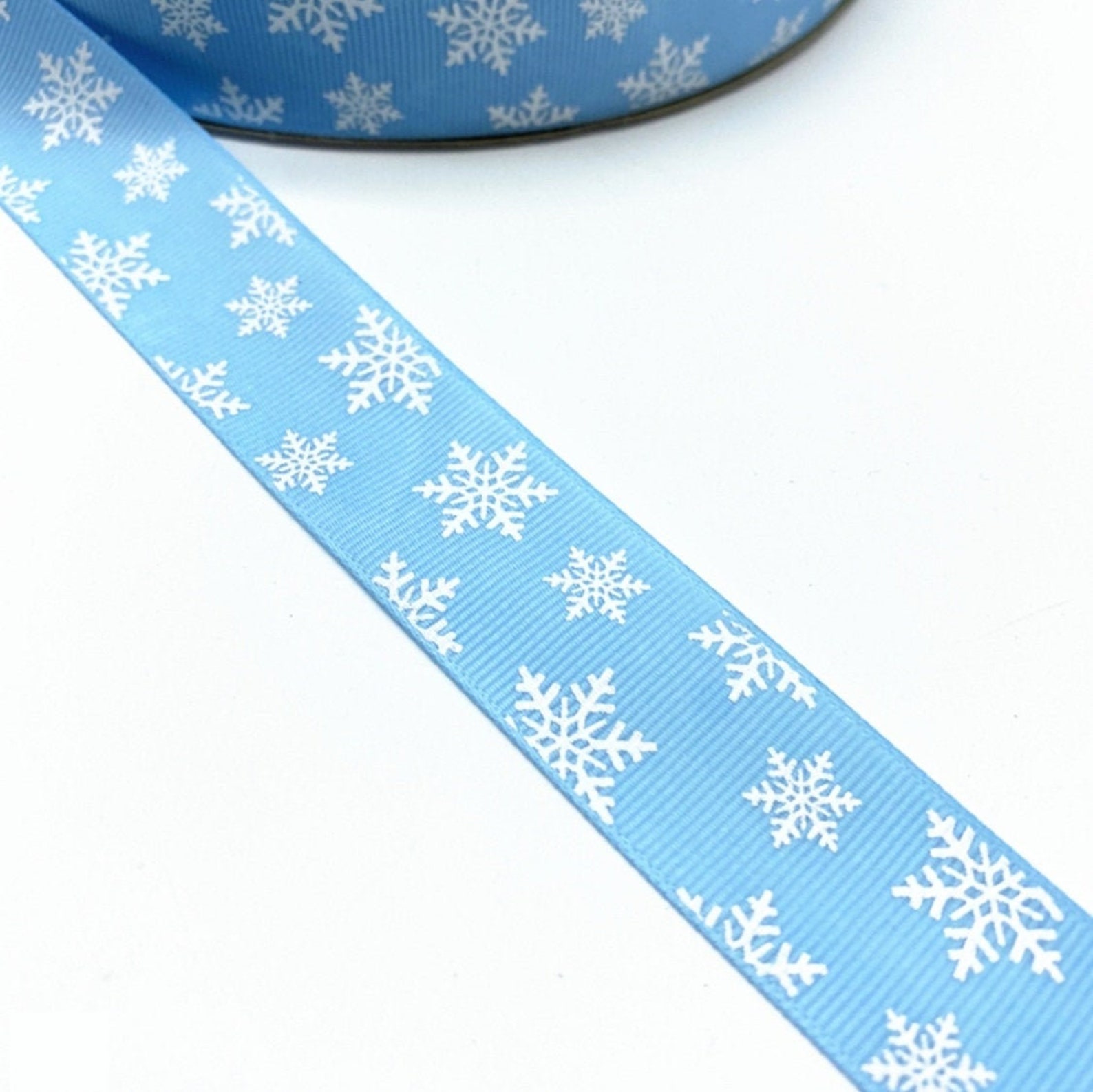 Snowflake Ribbon 25mm Grosgrain Ribbon Blue & White - Etsy UK
