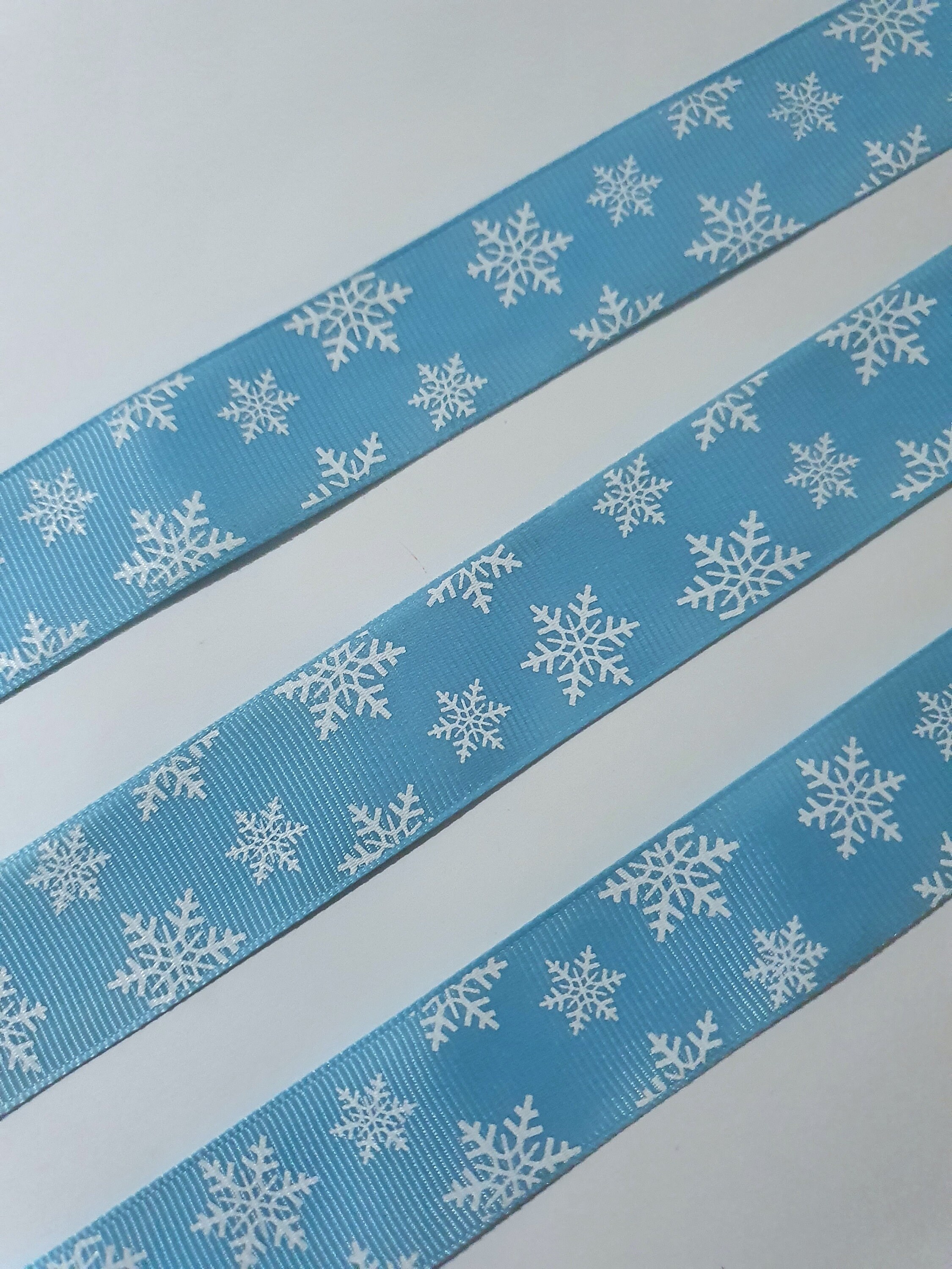 Snowflake Ribbon 25mm Grosgrain Ribbon Blue & White - Etsy UK