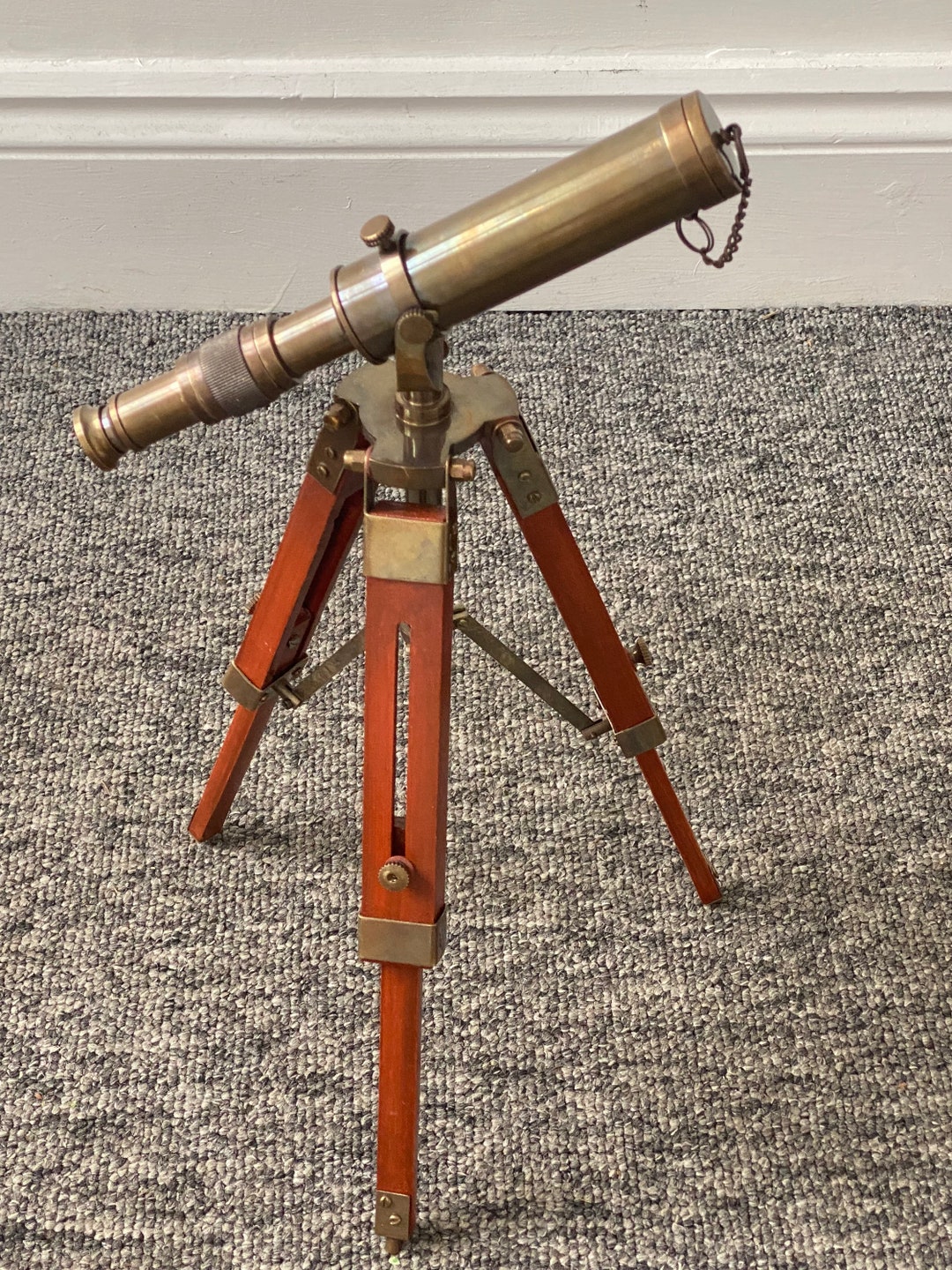 Antique Telescope With Brass Tripod Telescope Antique Telescope Black ...