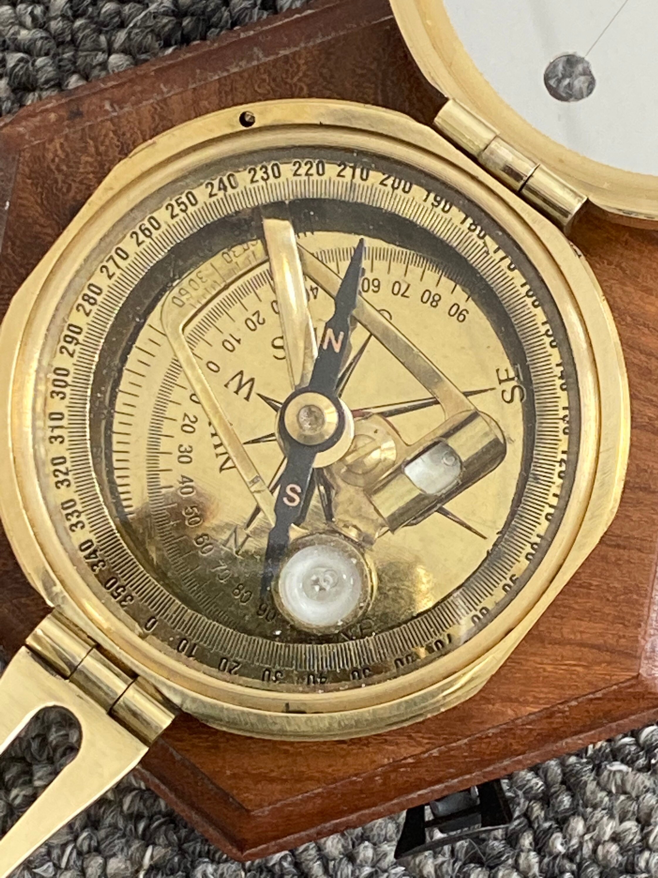 Nautical Brunton Solid Brass Compass With Wooden Box Gift Uk Seller Uk ...