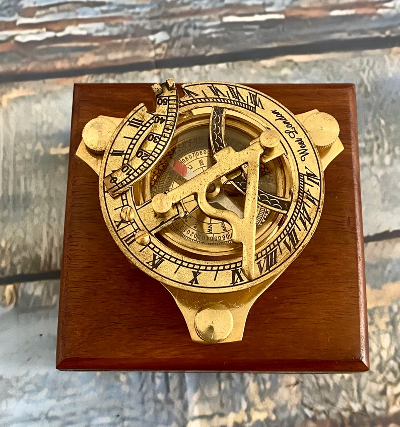 Brass Sundial Compass 3 Nautical Maritime Antique Vintage Sun Dial Gift ...