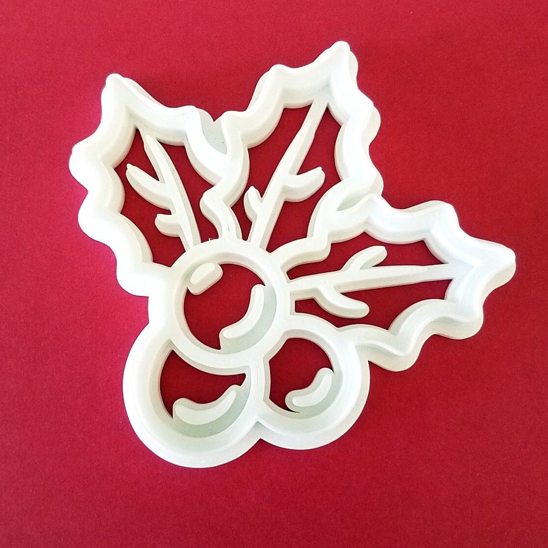 Holly Leaves With Berries Cookie Cutter Christmas Holiday Food Safe ...