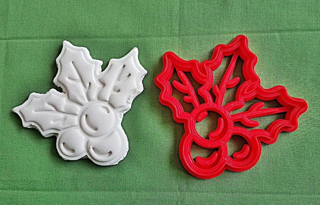 Holly Leaves With Berries Cookie Cutter 3D Printed With Food - Etsy