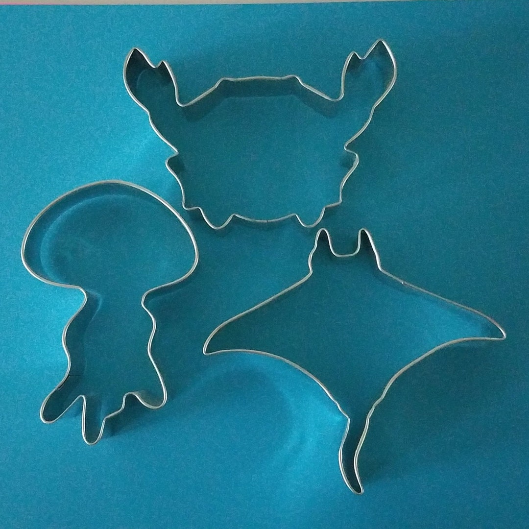 Sea Creatures Cookie Cutter Set Crab Jellyfish, Manta Ray 3 Pc Metal - Etsy
