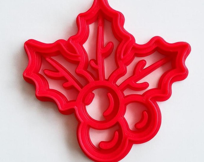 Holly Leaves With Berries Cookie Cutter - Christmas Holiday - Food Safe ...