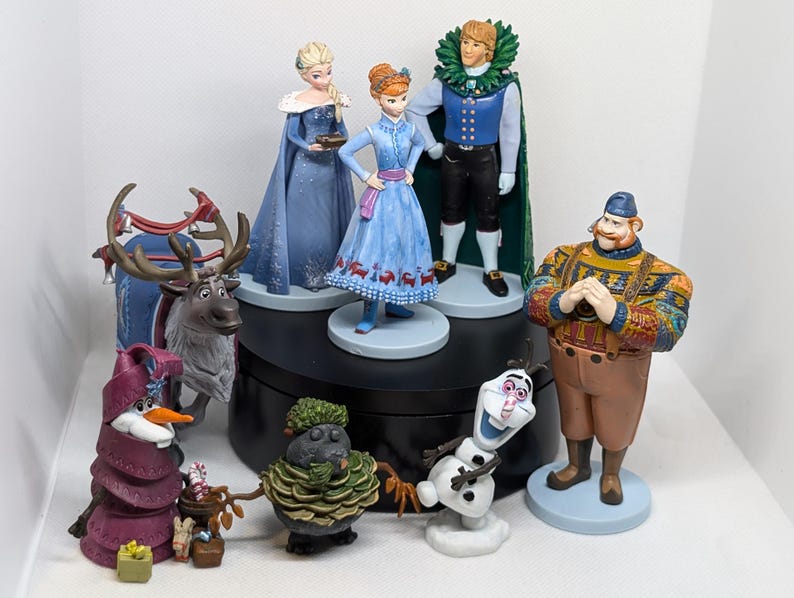 Frozen Elsa Anna Olaf Sven Troll Playset 10 Figure Cake Topper Toy Doll ...