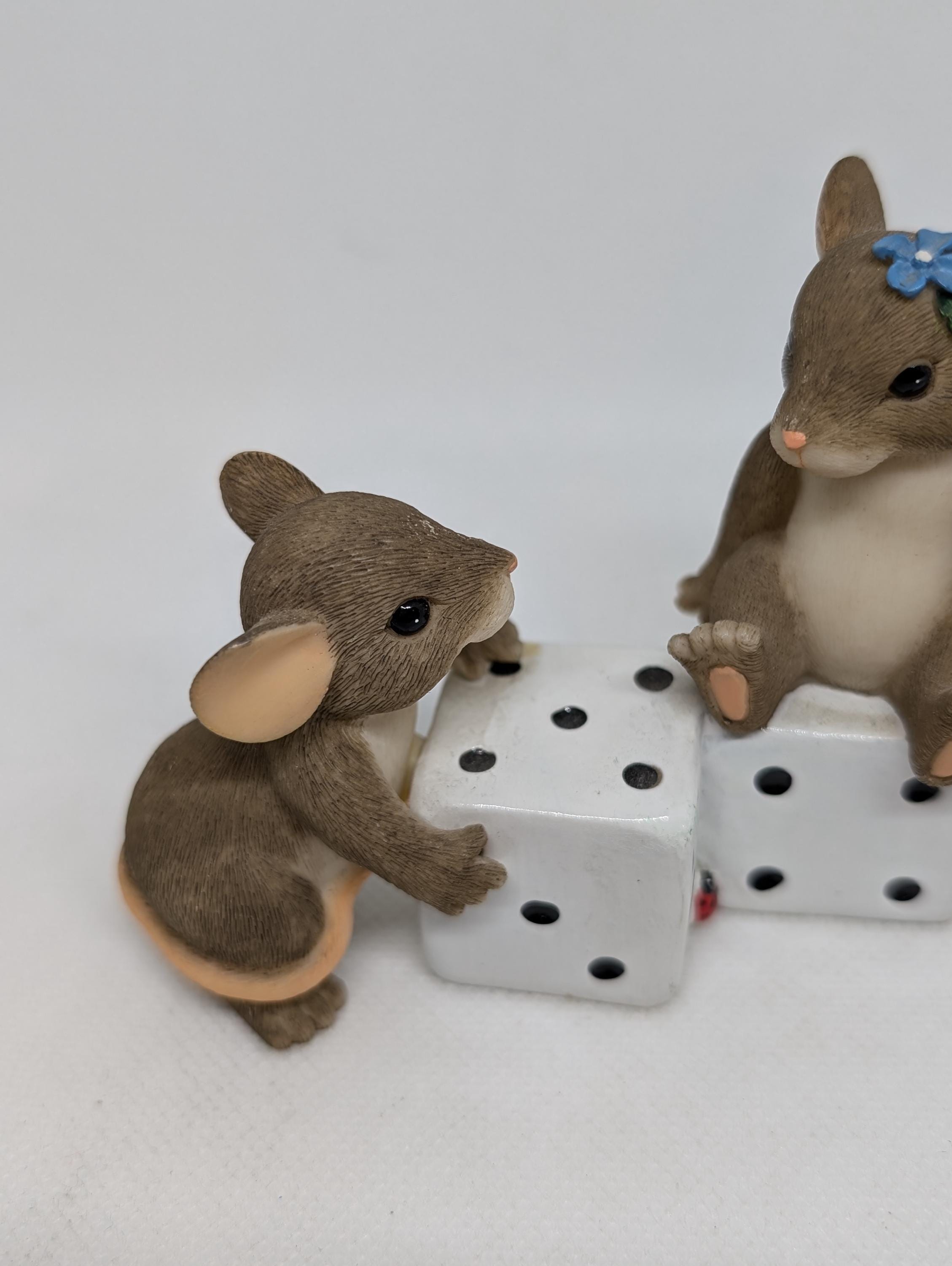 Vintage Fitz and Floyd Collectible Handcrafted Resin charming Tails Mice, Ladybug and Dice ...