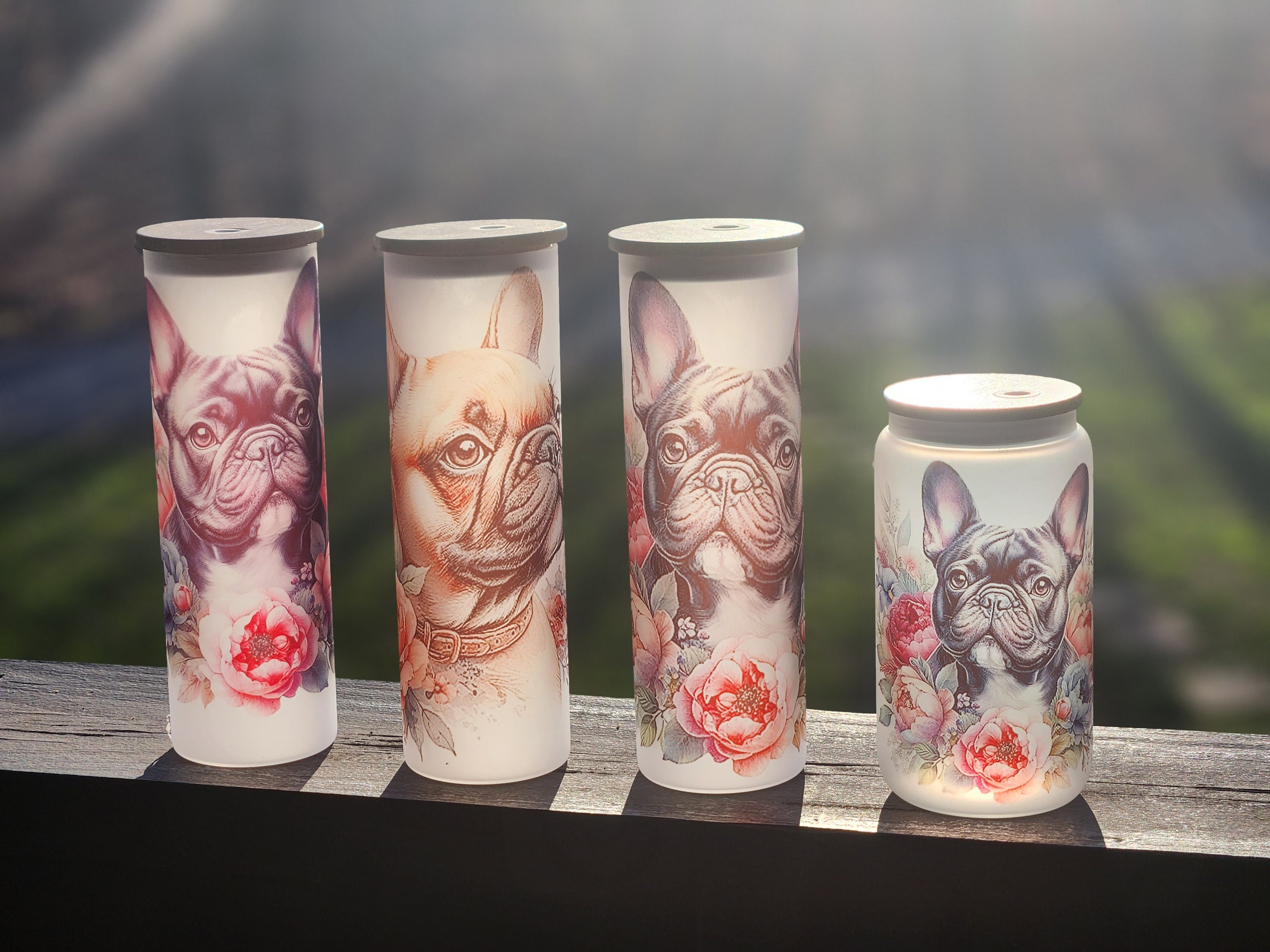 16/20oz Frosted Glass Frenchie Tumbler - Etsy