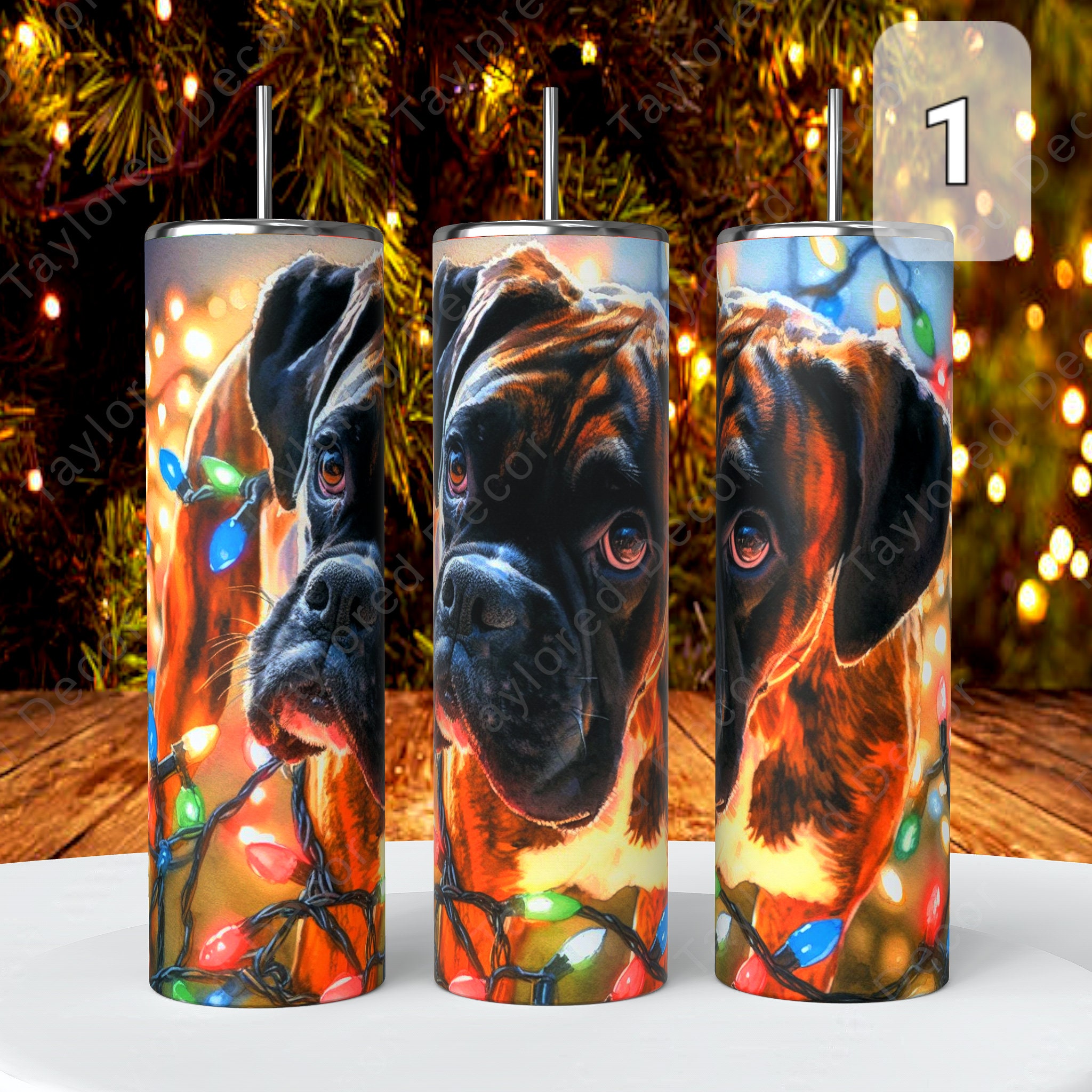 20oz Christmas "brindle" Boxer Dog Tumblers - Etsy