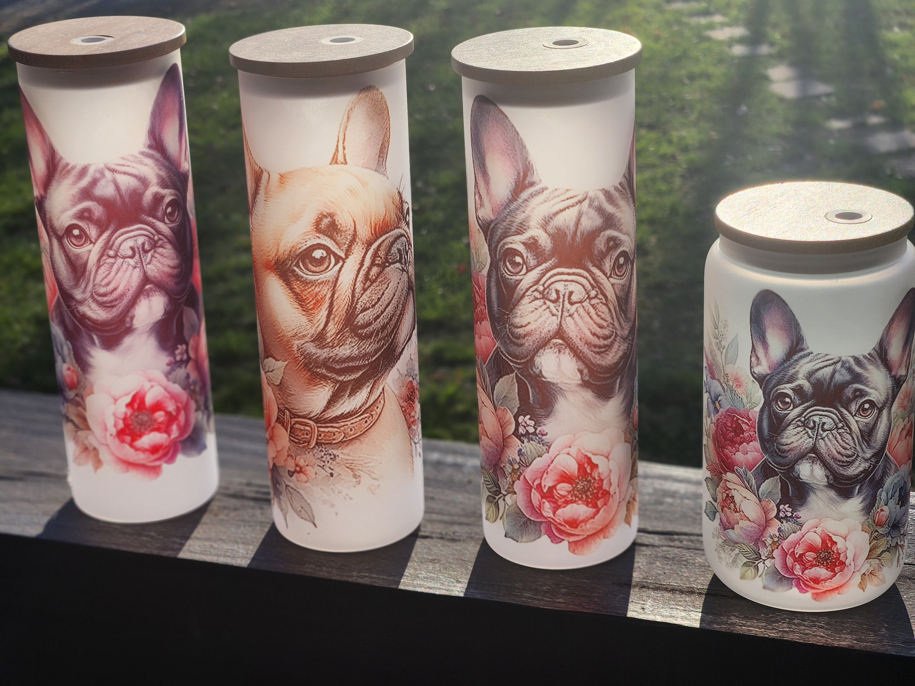 16/20oz Frosted Glass Frenchie Tumbler - Etsy