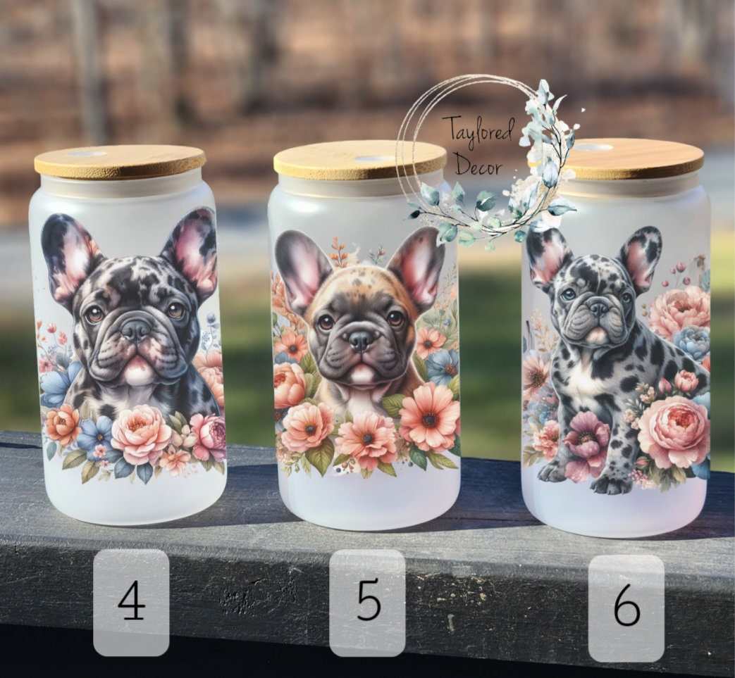 16/20oz Frosted Glass Frenchie Tumbler - Etsy