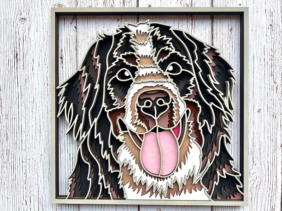 Mountain Bernese Dog Wall Art 3D Dog Picture Wooden Wall Art Christmas ...
