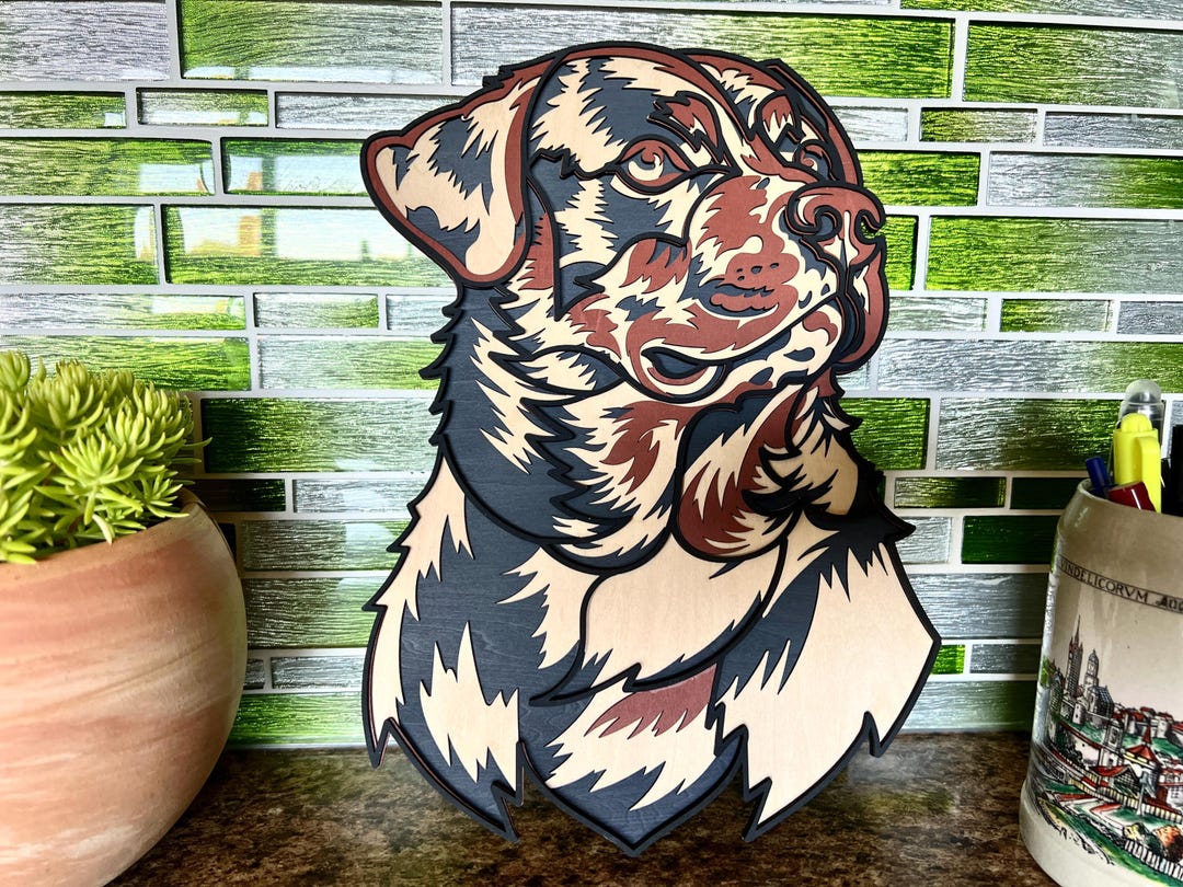 Rottweiler Dog 3D Picture Wooden Wall Art Christmas Present Birthday ...