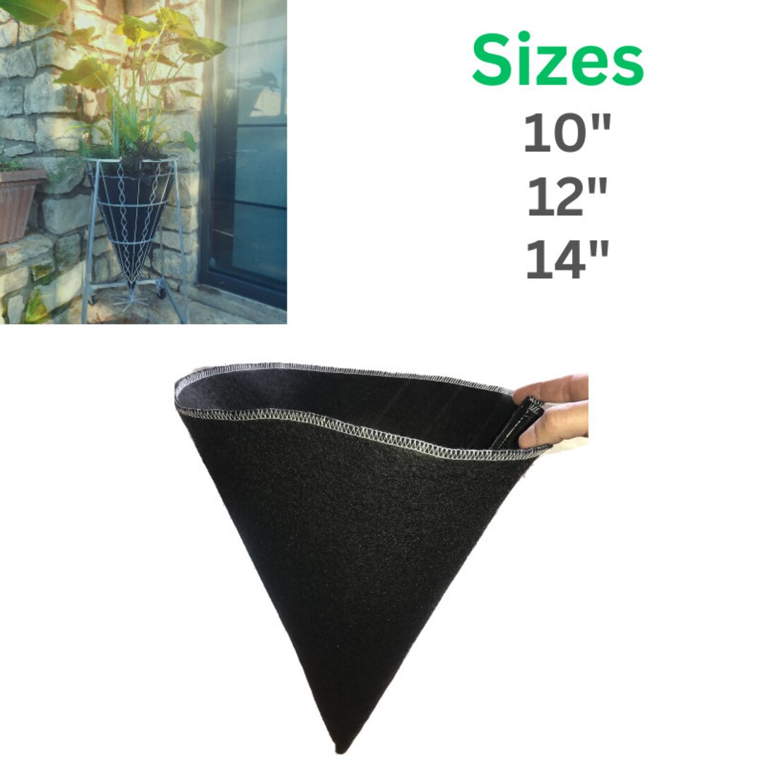 Cone Hanging Basket Liner, Black Fabric, Coco Fiber Alternative - Etsy
