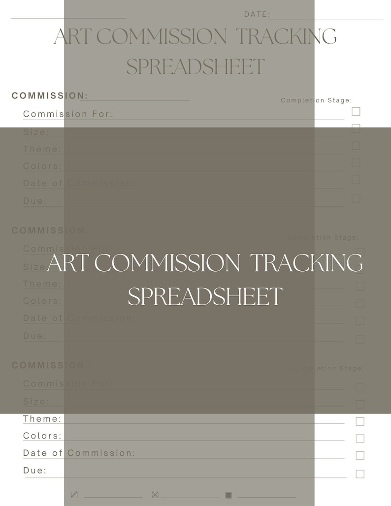 Commission Art Tracking Sheets - Download for Artists - Etsy