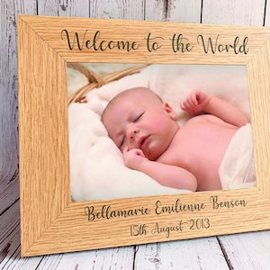 Personalised Newborn Baby Photo Frame, Laser Engraved New Baby Photo ...