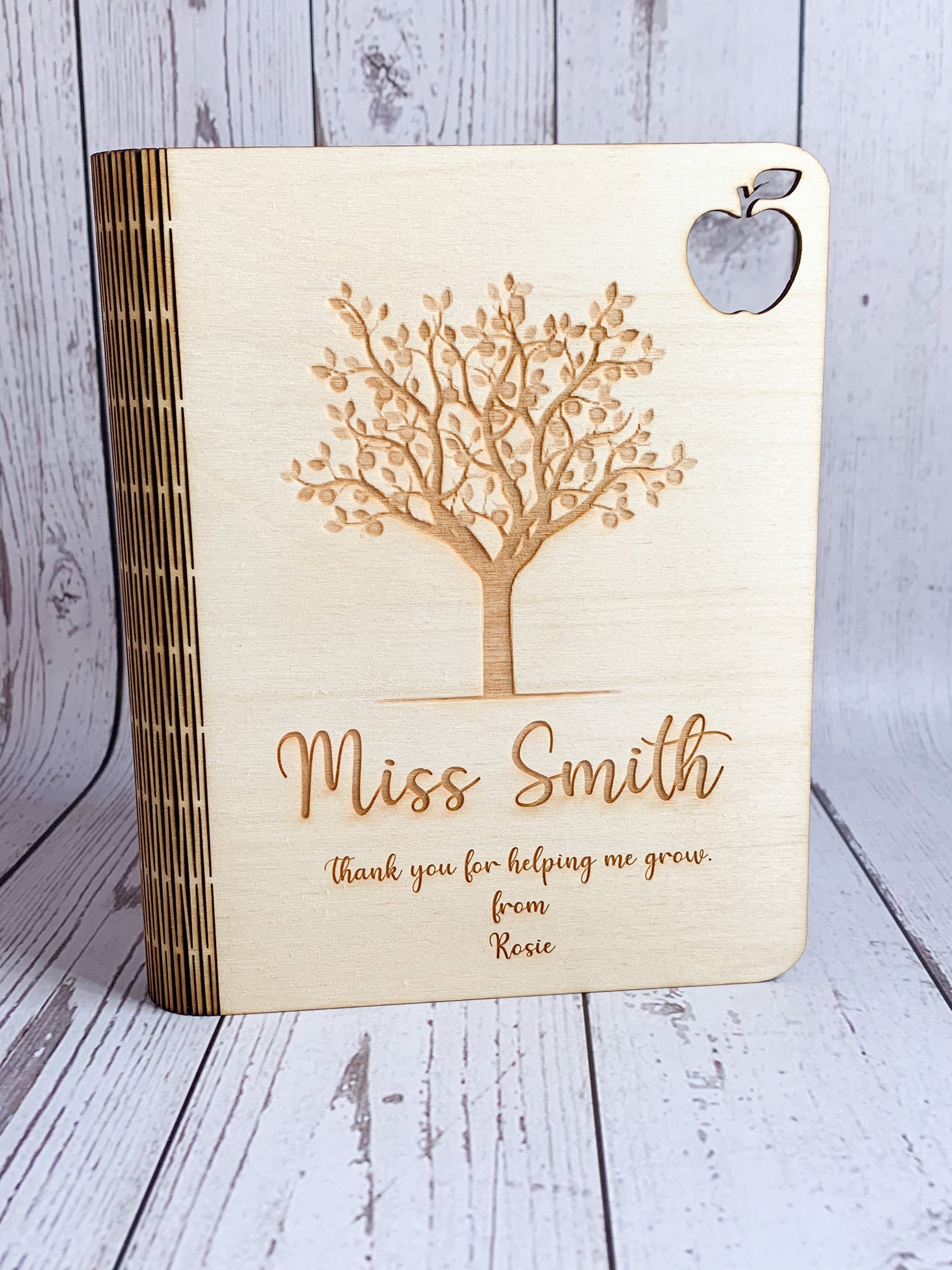 Laser Engraved Teacher Notebook Personalised Wood Journal | Etsy