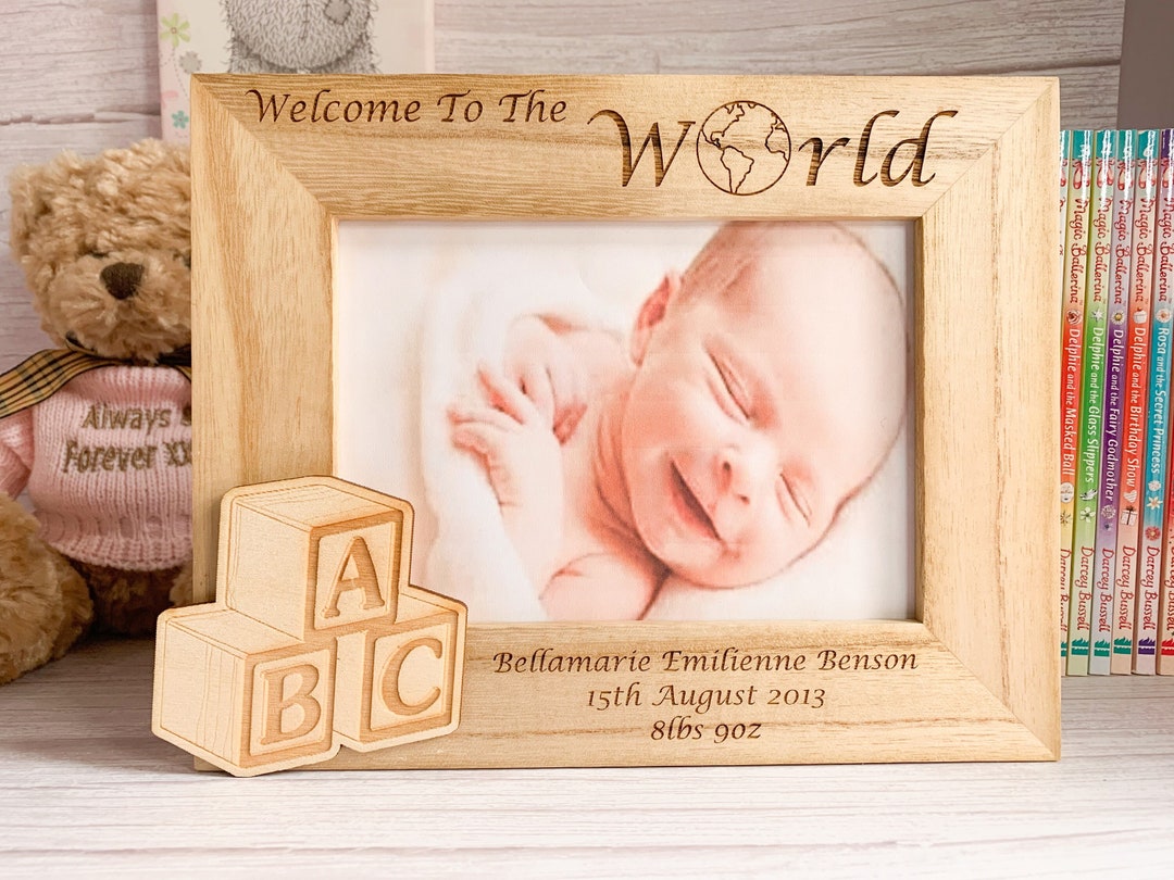 Personalised Newborn Baby Photo Frame, New Baby Boy Baby Girl ABC Frame ...