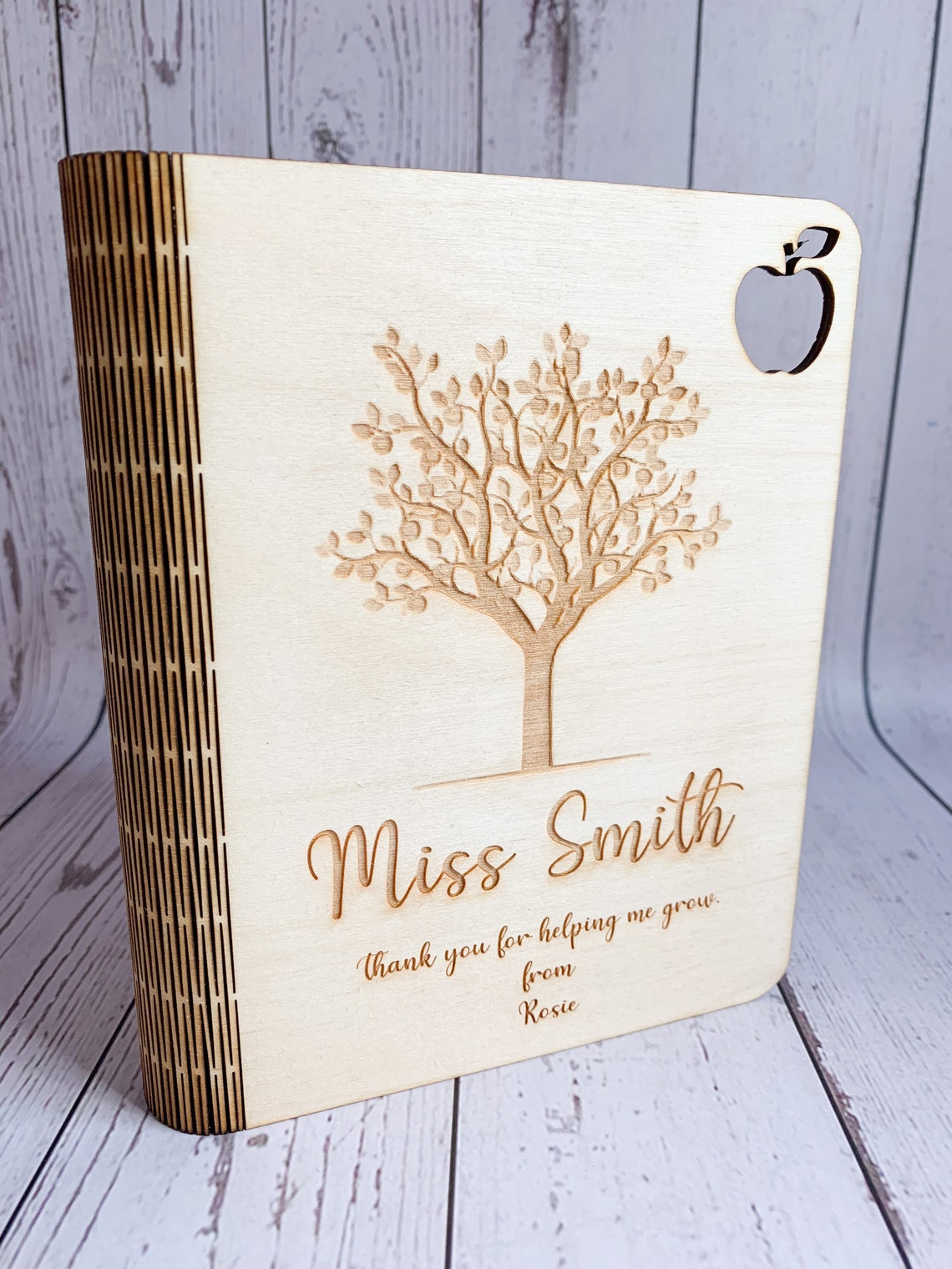 Laser Engraved Teacher Notebook Personalised Wood Journal | Etsy