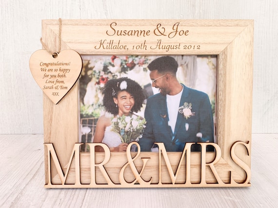 Personalised Wedding Photo Frame Laser Engraved Bride and - Etsy
