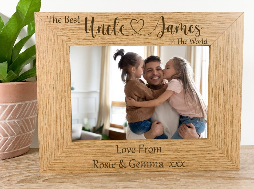 Personalised Uncle Oak Photo Frame, Laser Engraved Best Uncle Frame ...