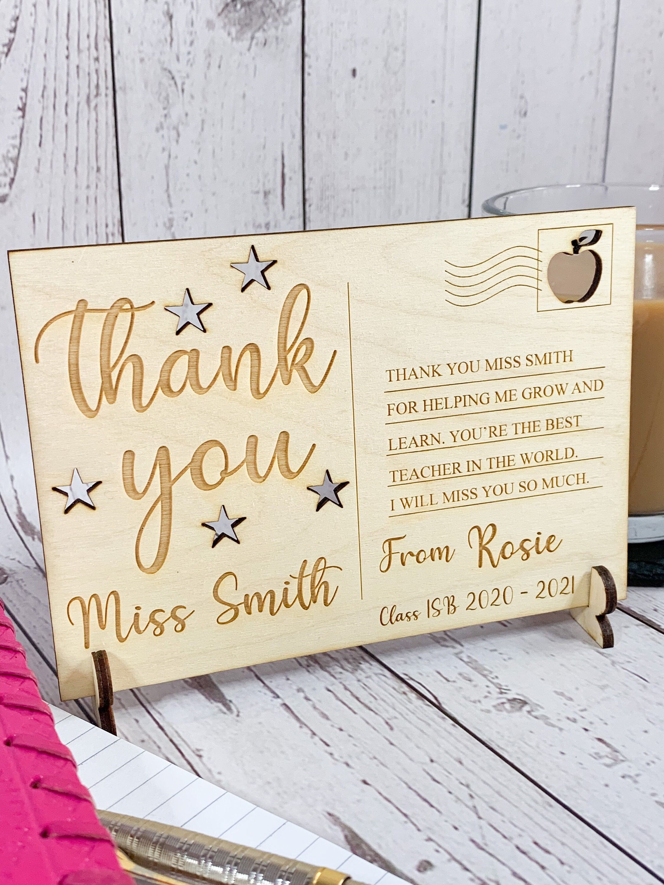 Engraved Teacher Postcard Personalised Wood Postcard - Etsy UK