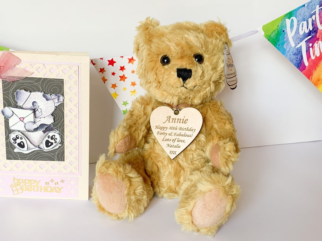 Personalised Birthday Teddy Bear, Mumbles Traditional Jointed Teddy ...