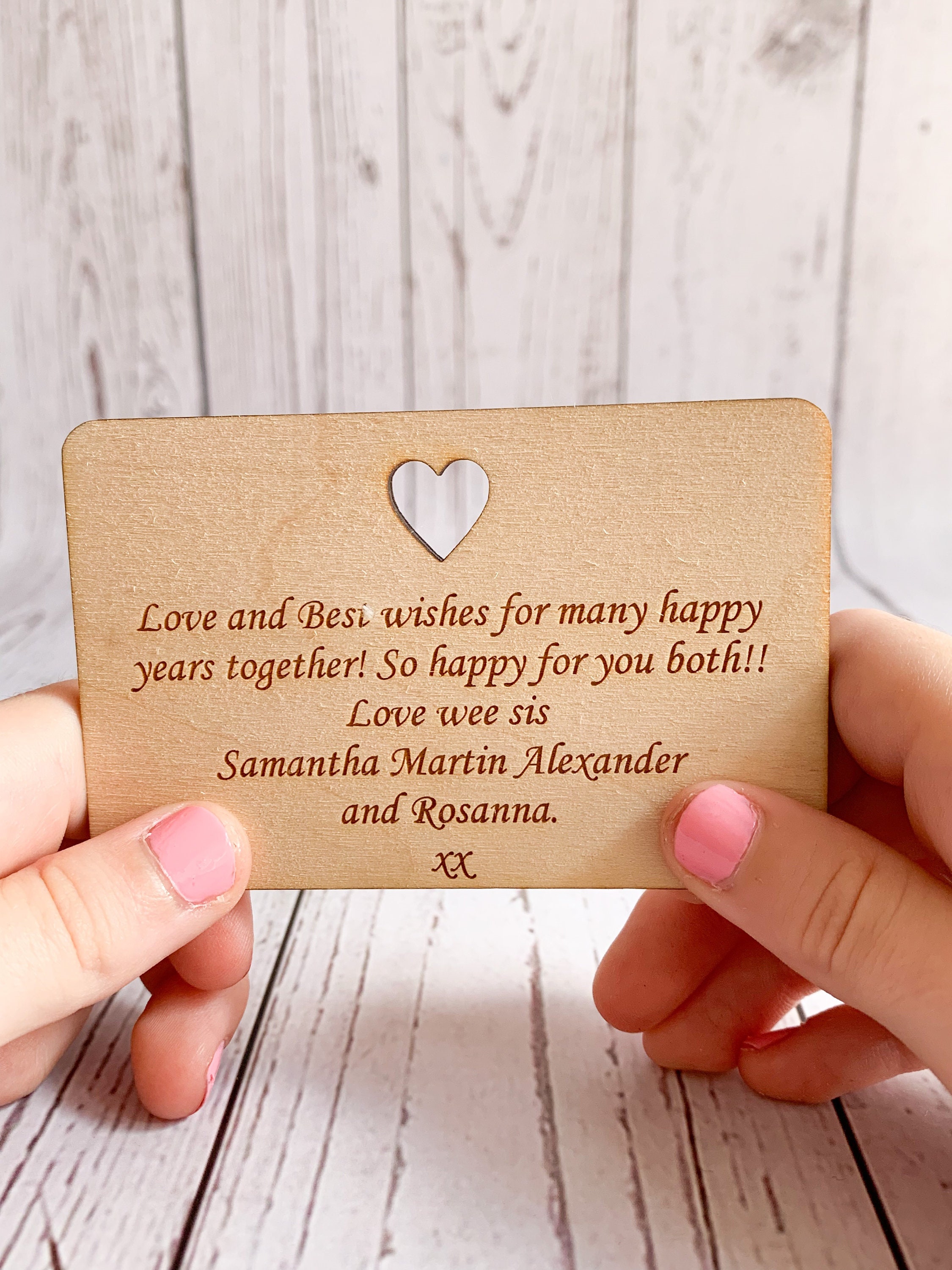 Personalised Engraved Gift Message - Wallet Size Engraved Message ...